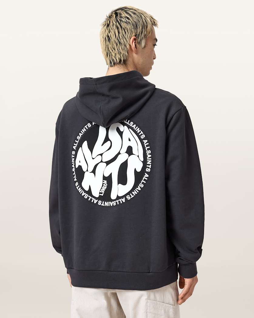 Distortion Graphic Hoodie Washed Black | ALLSAINTS US